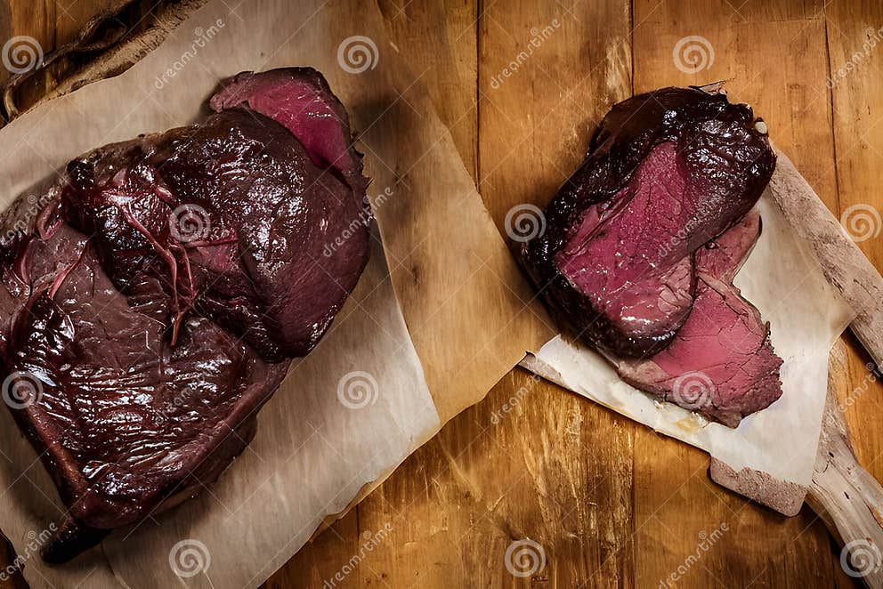 Medium Rare Roast Beef with Crispy Crust on the Table Stock Photo ...