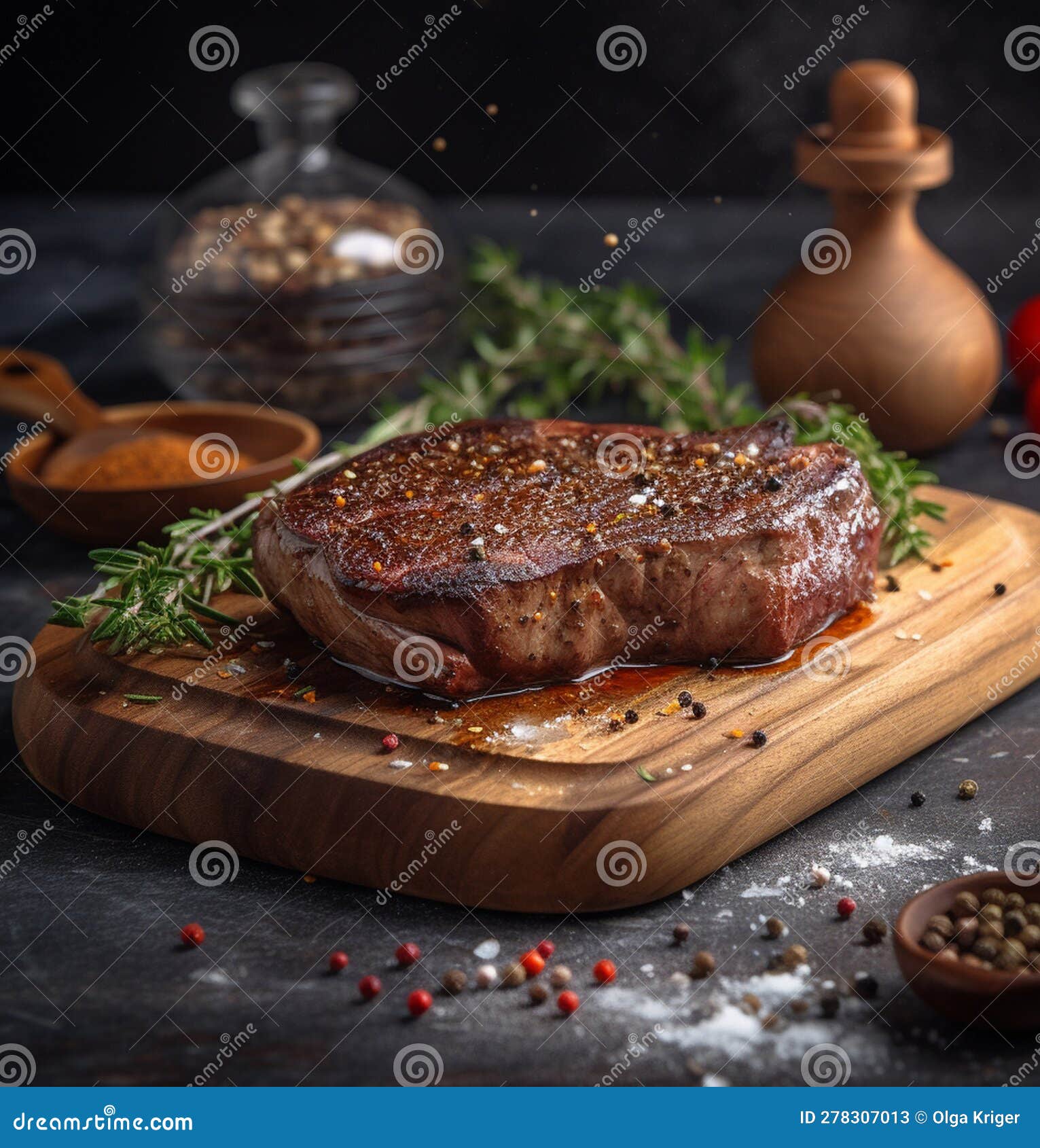 Steak with salt and pepper stock illustration. Illustration of barbecue ...
