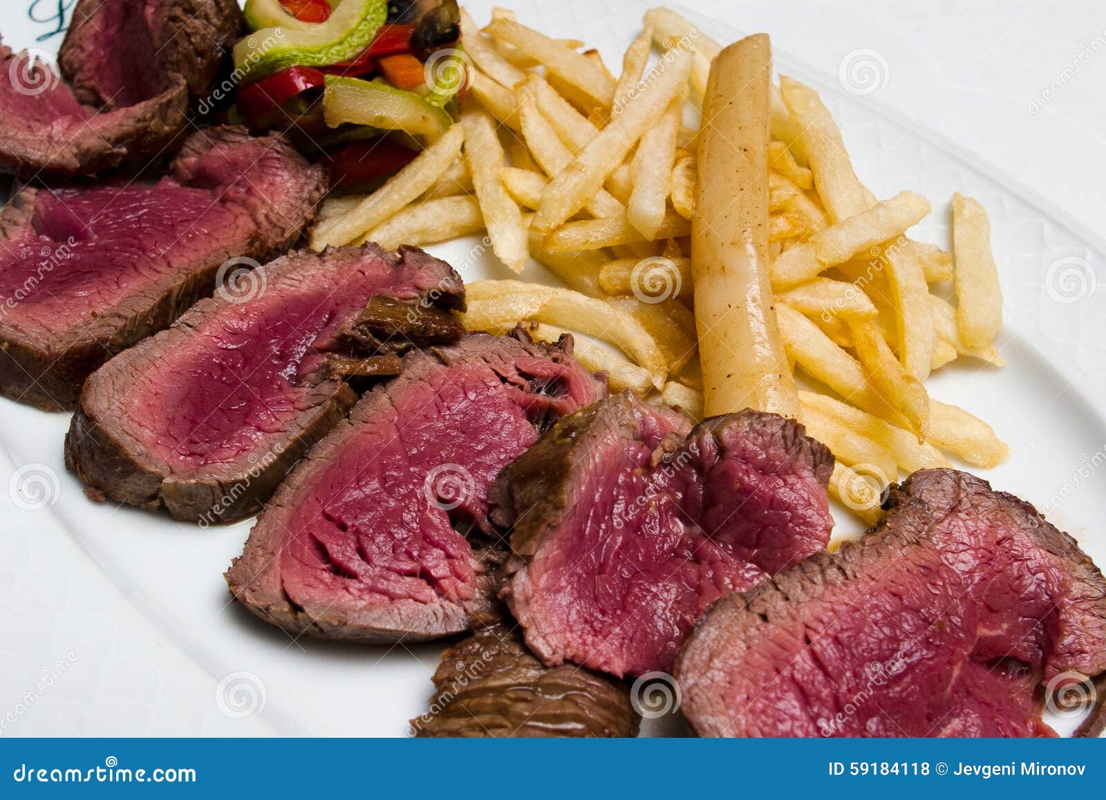 Medium Rare Steak with Vegetables Stock Photo - Image of fork, beef ...