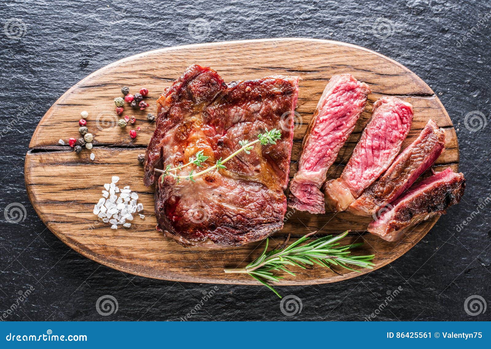 Medium Ribeye steak. stock image. Image of food, delicatesse - 86425561