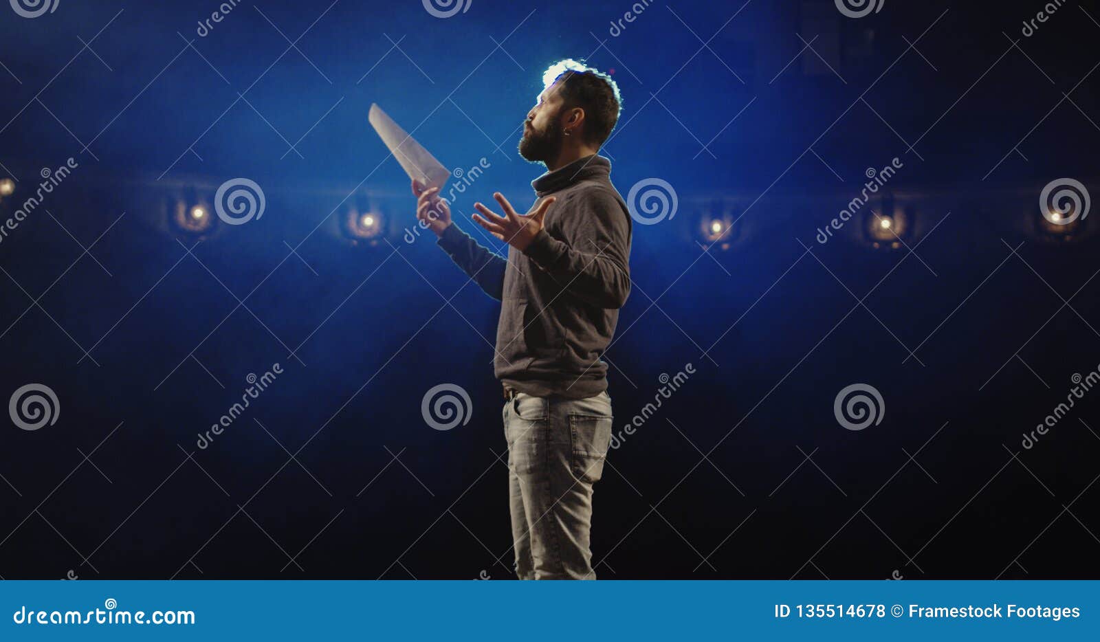 Actor Performing a Monologue in a Theater Stock Photo - Image of ...