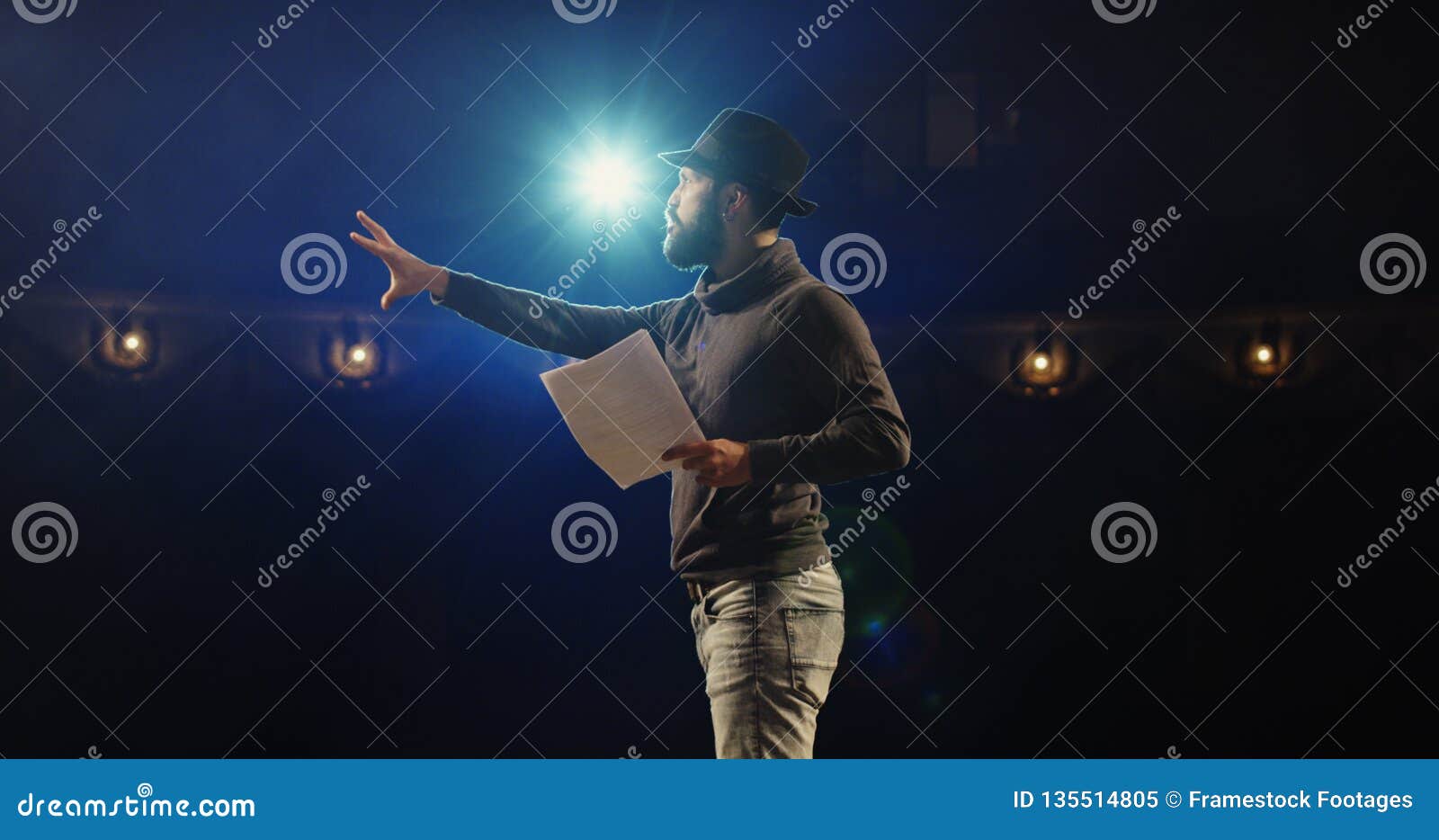 Actor Performing a Monologue in a Theater Stock Image - Image of ...