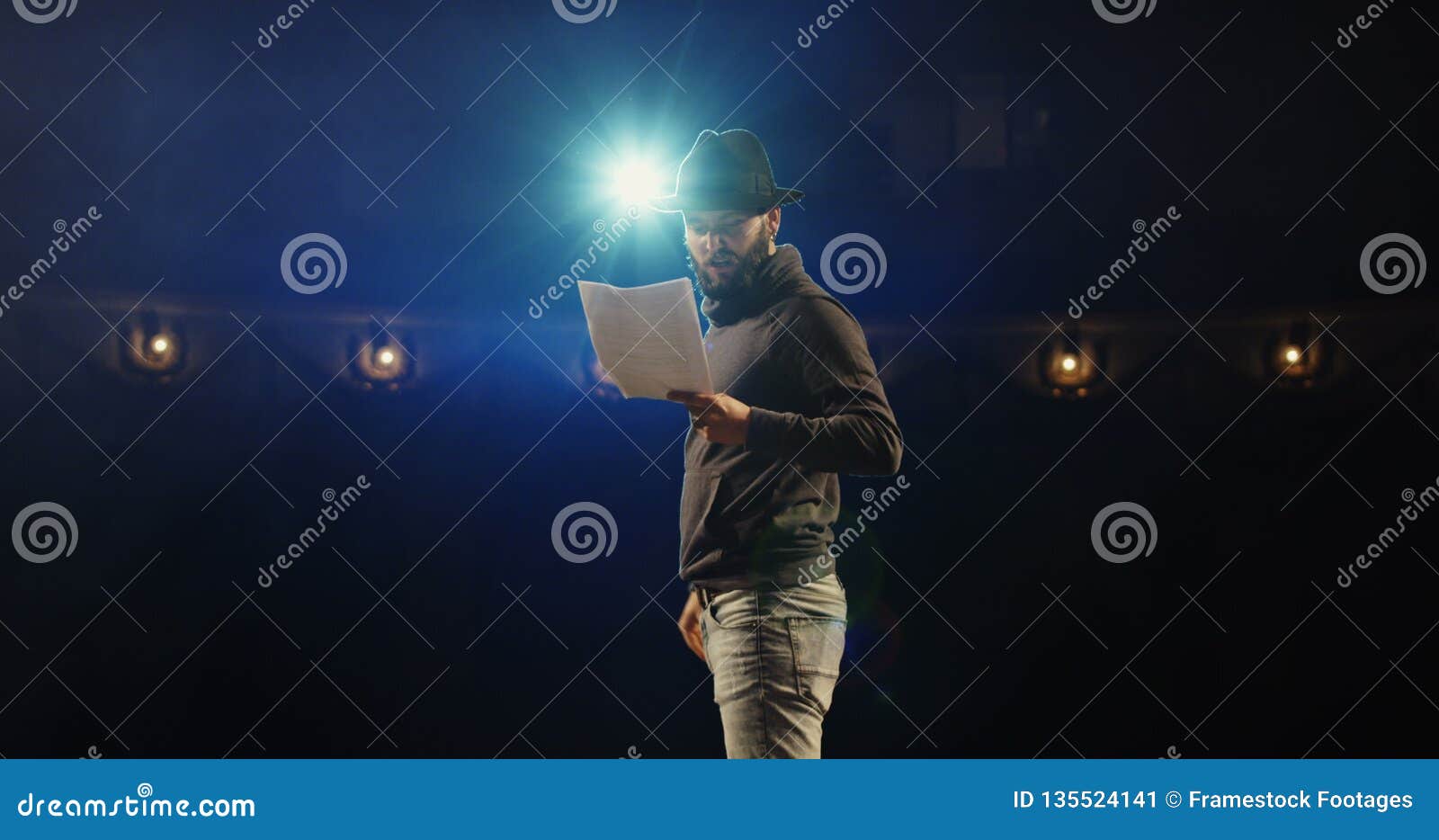 Actor Performing a Monologue in a Theater Stock Video - Video of ...