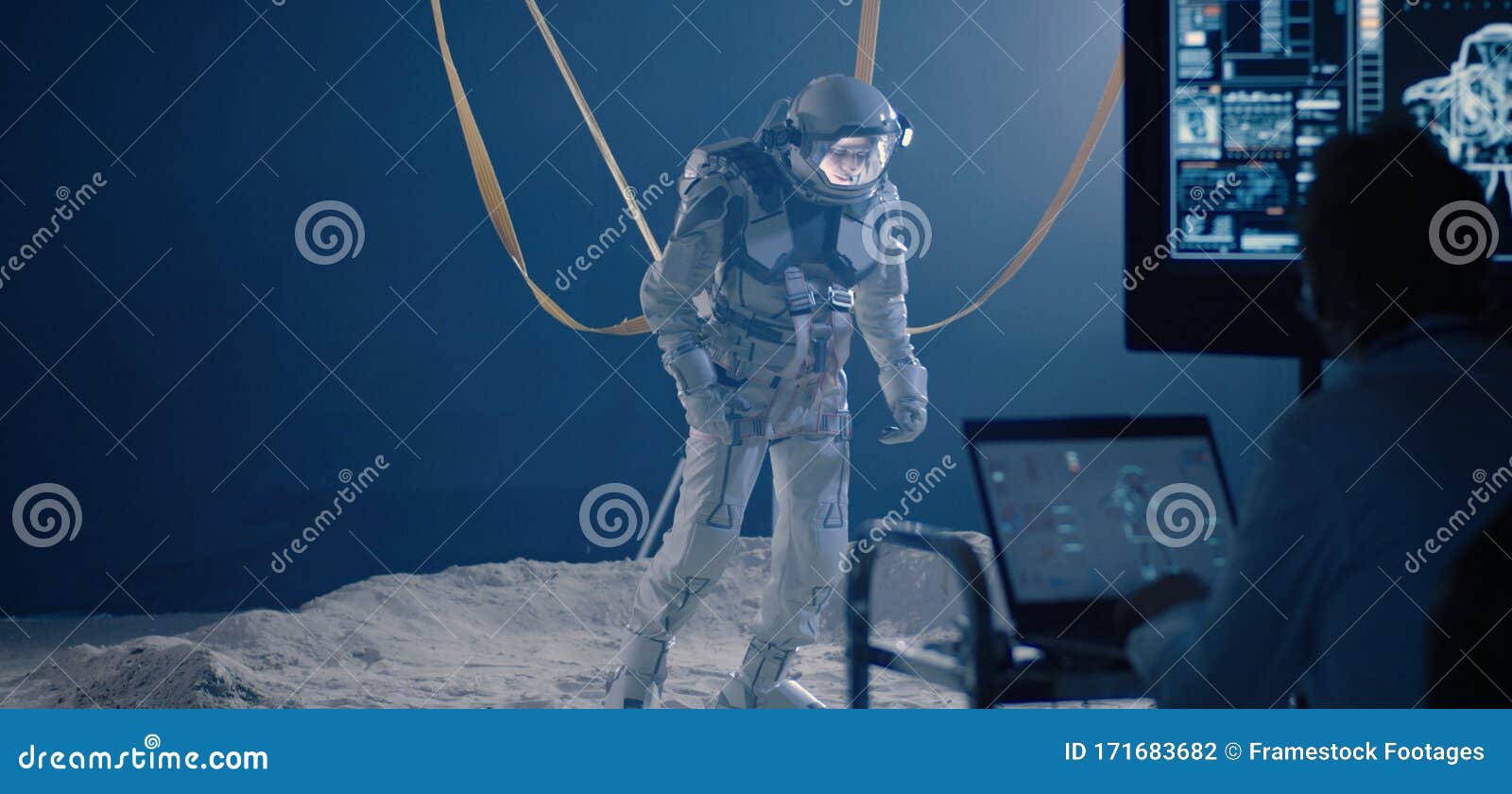 Astronaut and Scientists Testing Spacesuit Mobility Stock Photo - Image ...