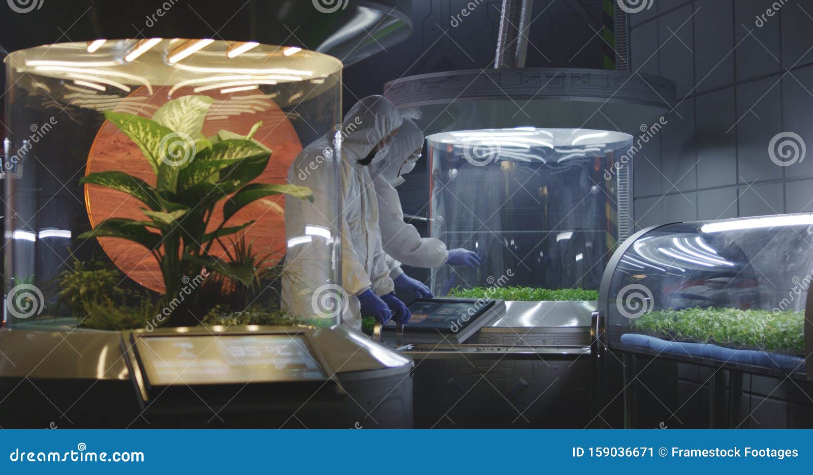 Biologists Working in a Lab on a Mars Base Stock Image - Image of scifi ...