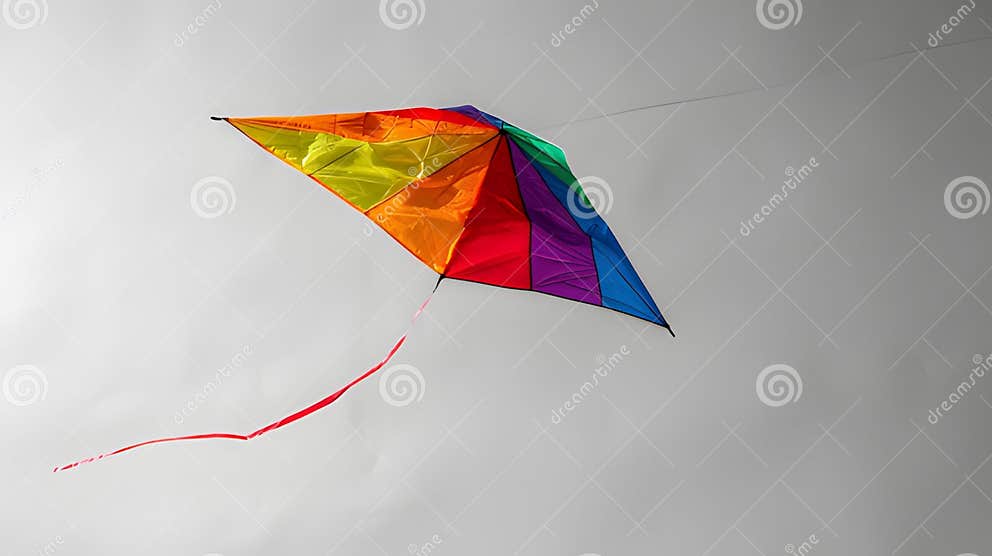 Medium Shot of Colorful Kite on White Backdrop Stock Illustration ...