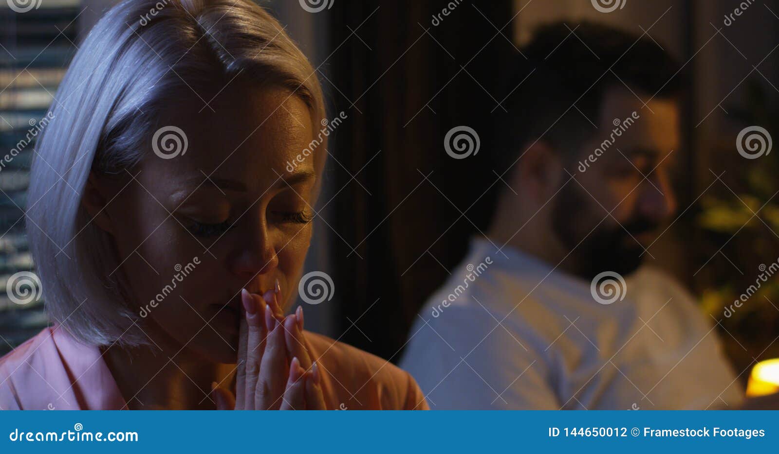 Couple Crying in Bed at Night Stock Photo - Image of lifestyle, night ...
