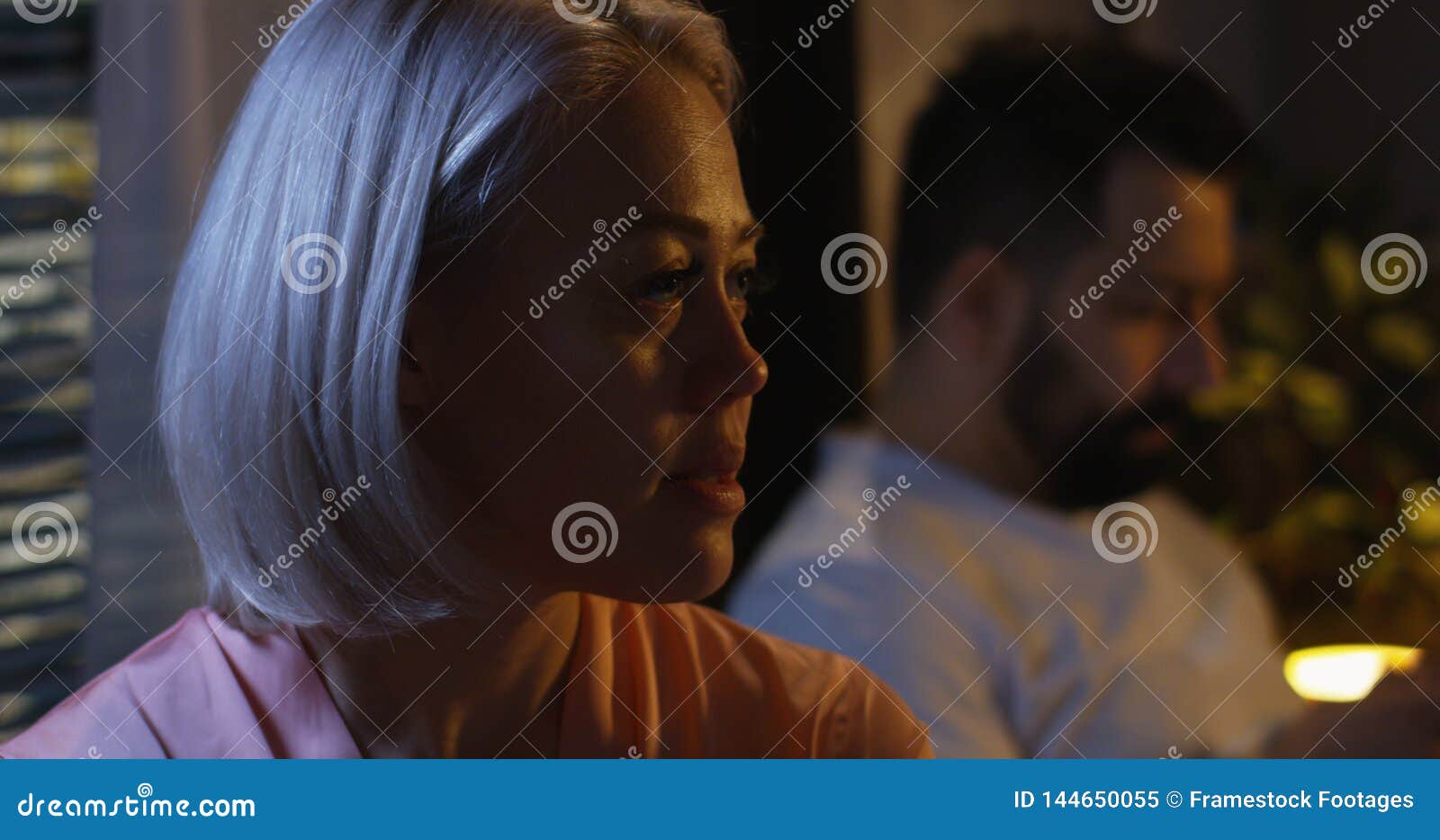 Couple Crying in Bed at Night Stock Image - Image of together, indoors ...