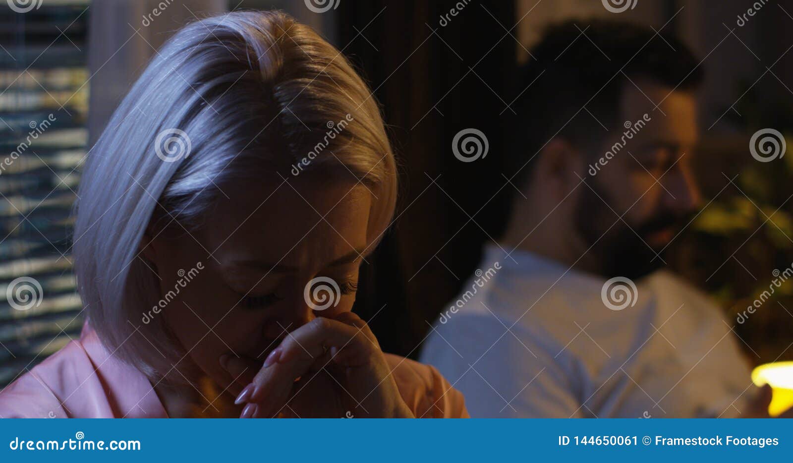 Couple Crying in Bed at Night Stock Image - Image of night, indoors ...