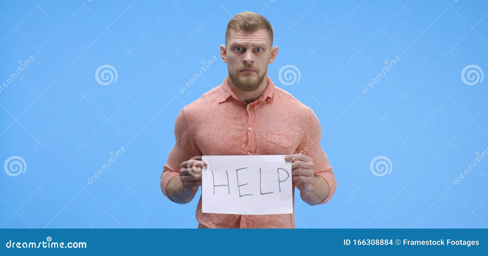 Man holding help sign stock photo. Image of sign, studio - 166308884