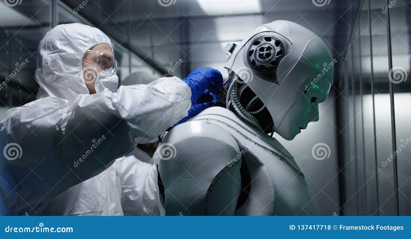 Engineer Fixing Wires on Robot Control Stock Photo - Image of inside ...