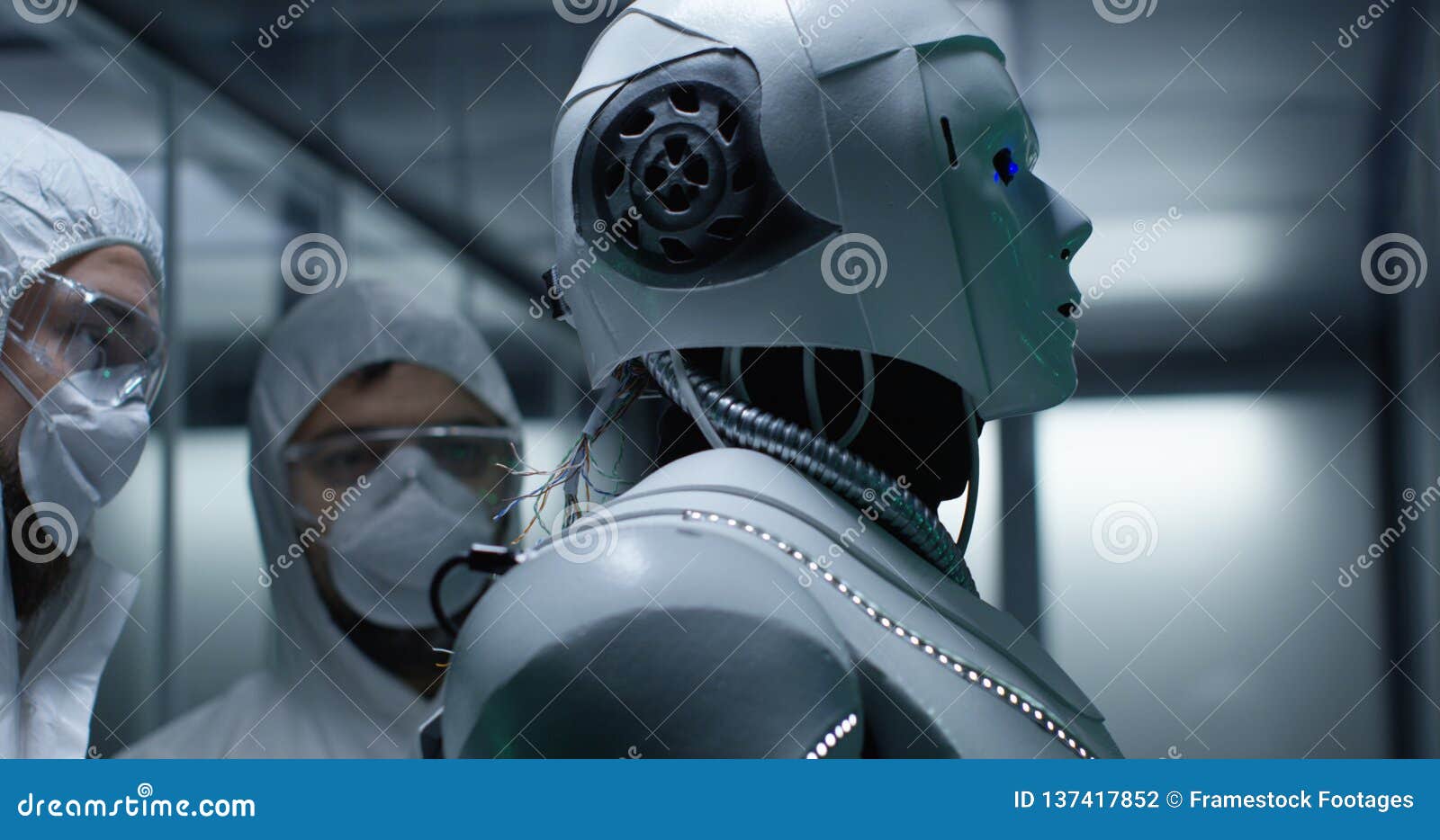 Engineer Fixing Wires on Robot Control Stock Photo - Image of ...