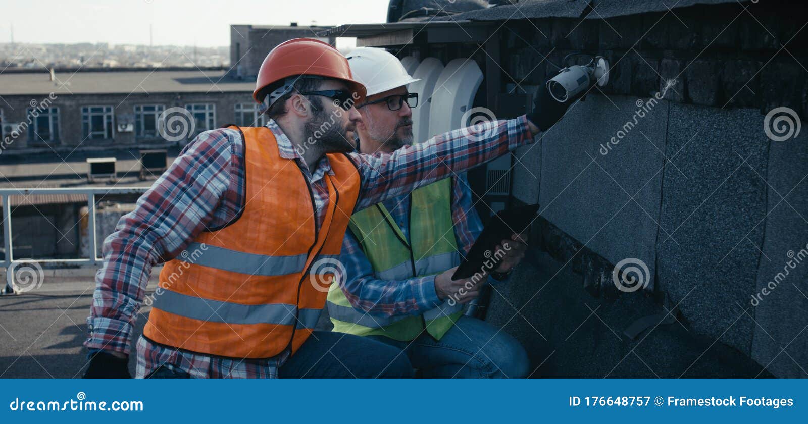 Engineer and Technician Discussing about Security Camera Stock Image ...