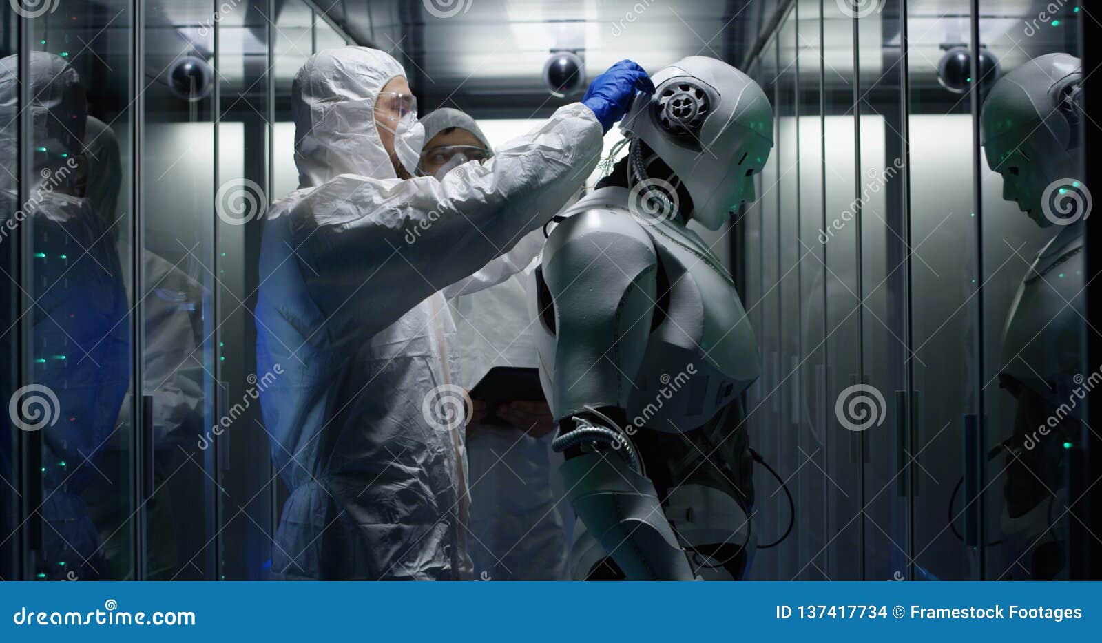 Engineers Testing on Robot Controls Stock Photo - Image of assembling ...