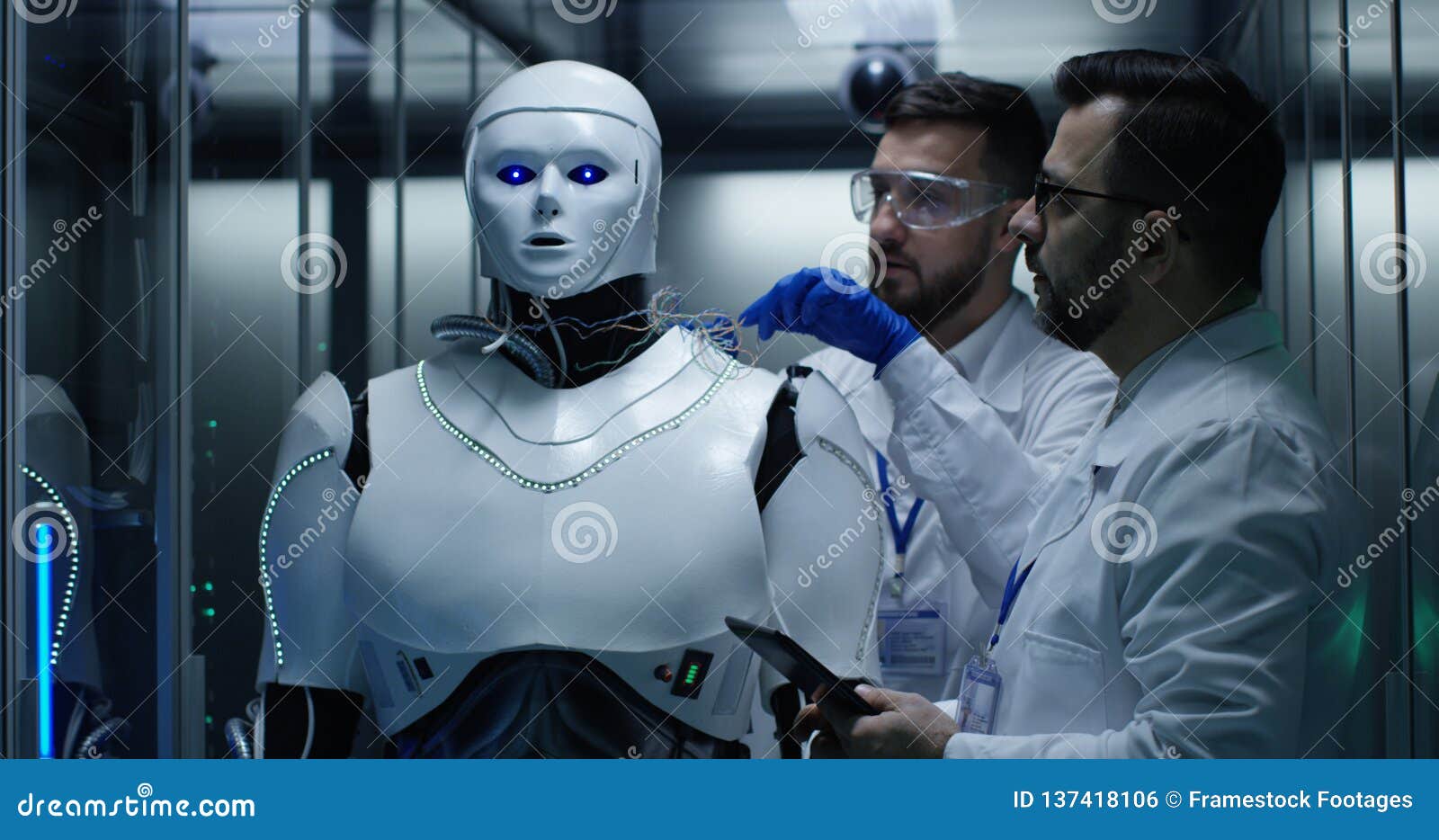 Engineers Testing on Robot Controls Inside the Laboratory Stock Photo ...