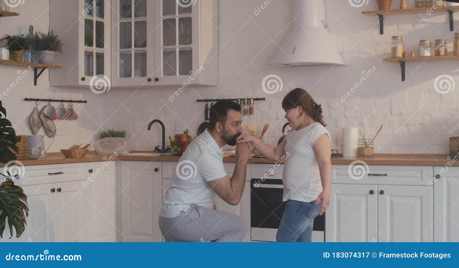 Father and Daughter Dancing in the Kitchen Stock Image - Image of ...