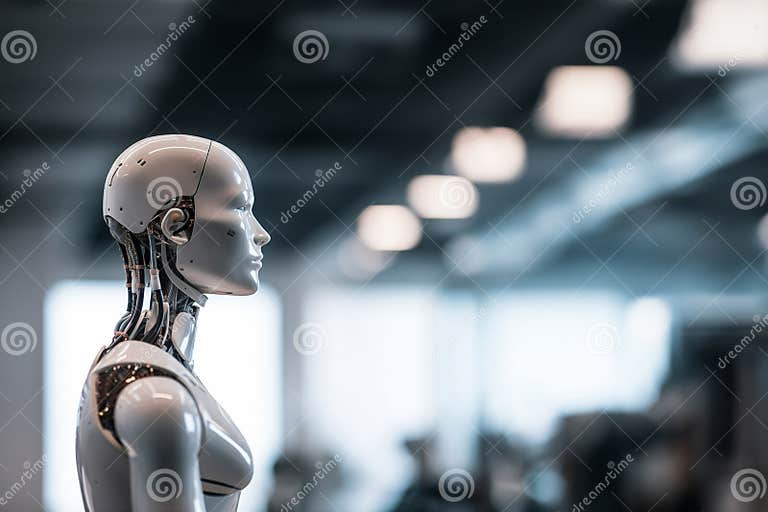Medium Shot of Female Robot. Generative AI Stock Illustration ...