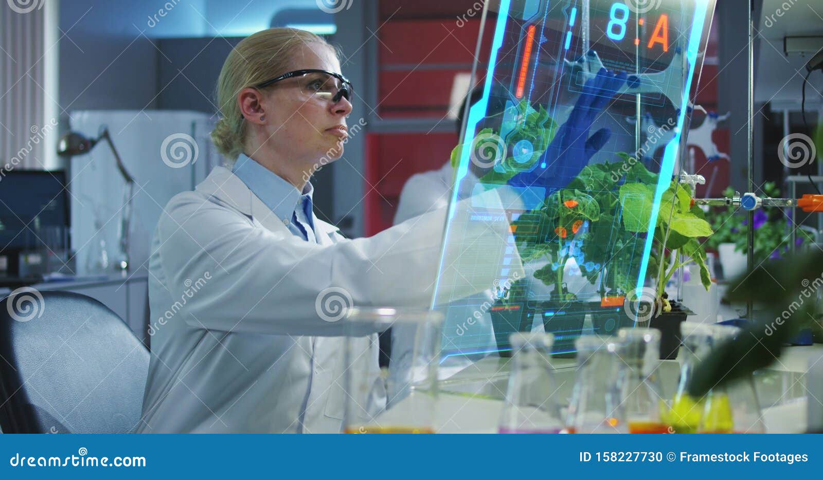Scientist Using a Holographic Display Screen Stock Photo - Image of ...