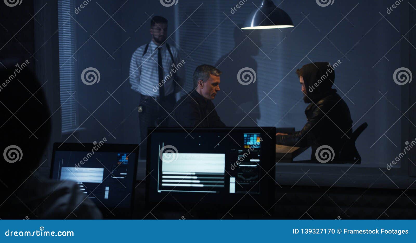 Technician Recording Interrogation of a Criminal Stock Photo - Image of ...