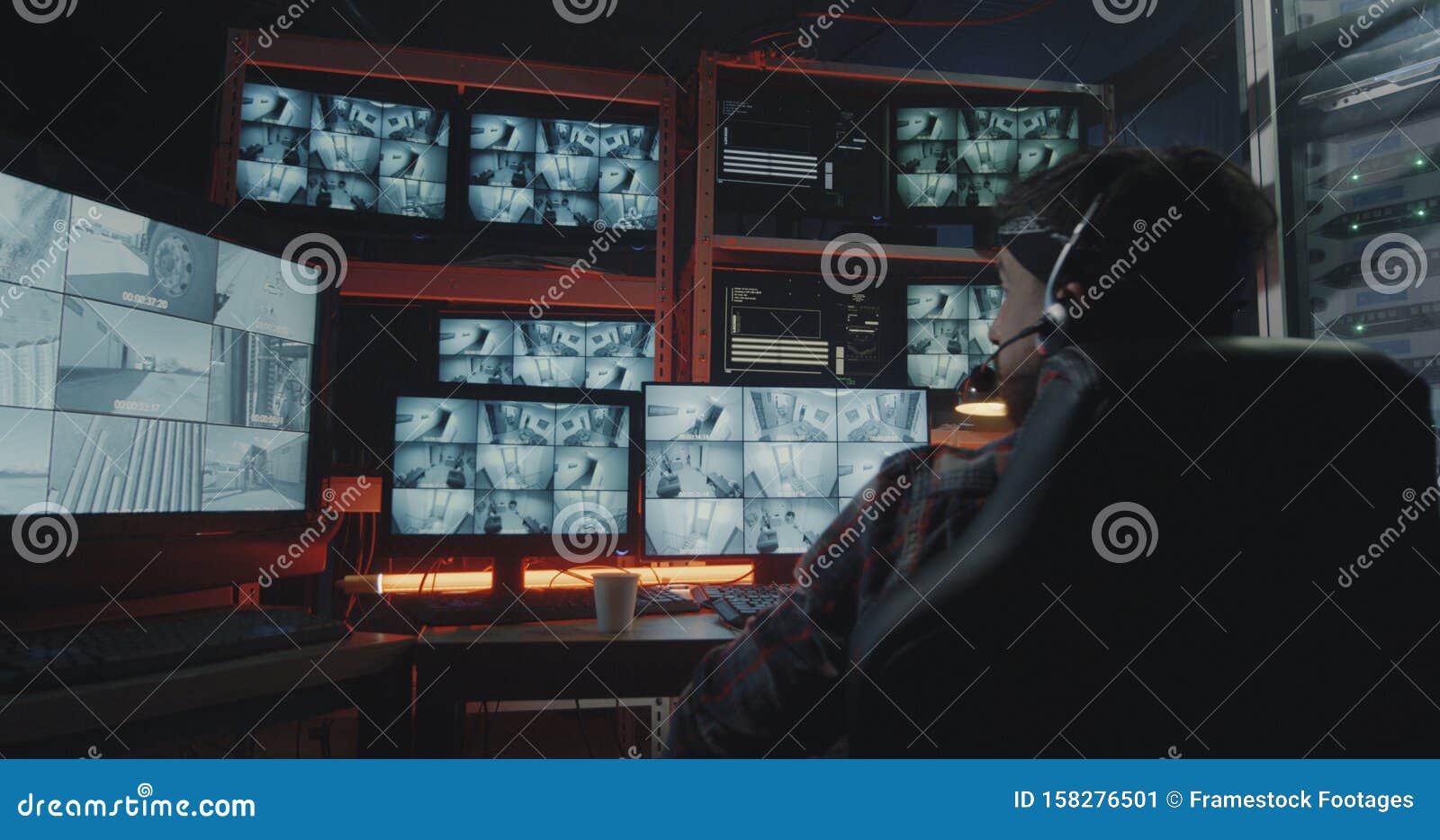 Hacker Watching Security Camera Footage Stock Image - Image of footage ...