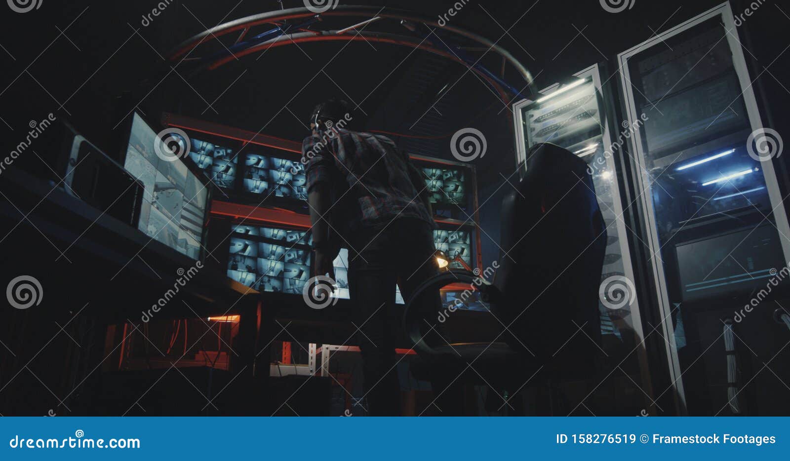 Hacker Watching Security Camera Footage Stock Image - Image of desk ...