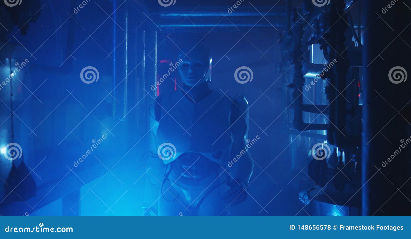 Humanoid Robot Working in a Smoke Filled Lab Stock Photo - Image of ...