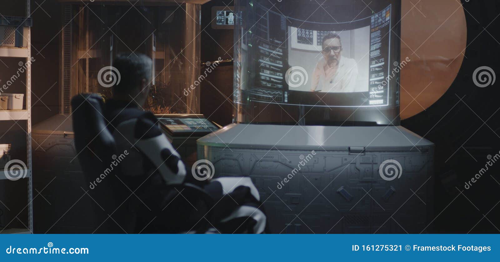 Astronaut Having Video Call Stock Image - Image of listening, scientist ...