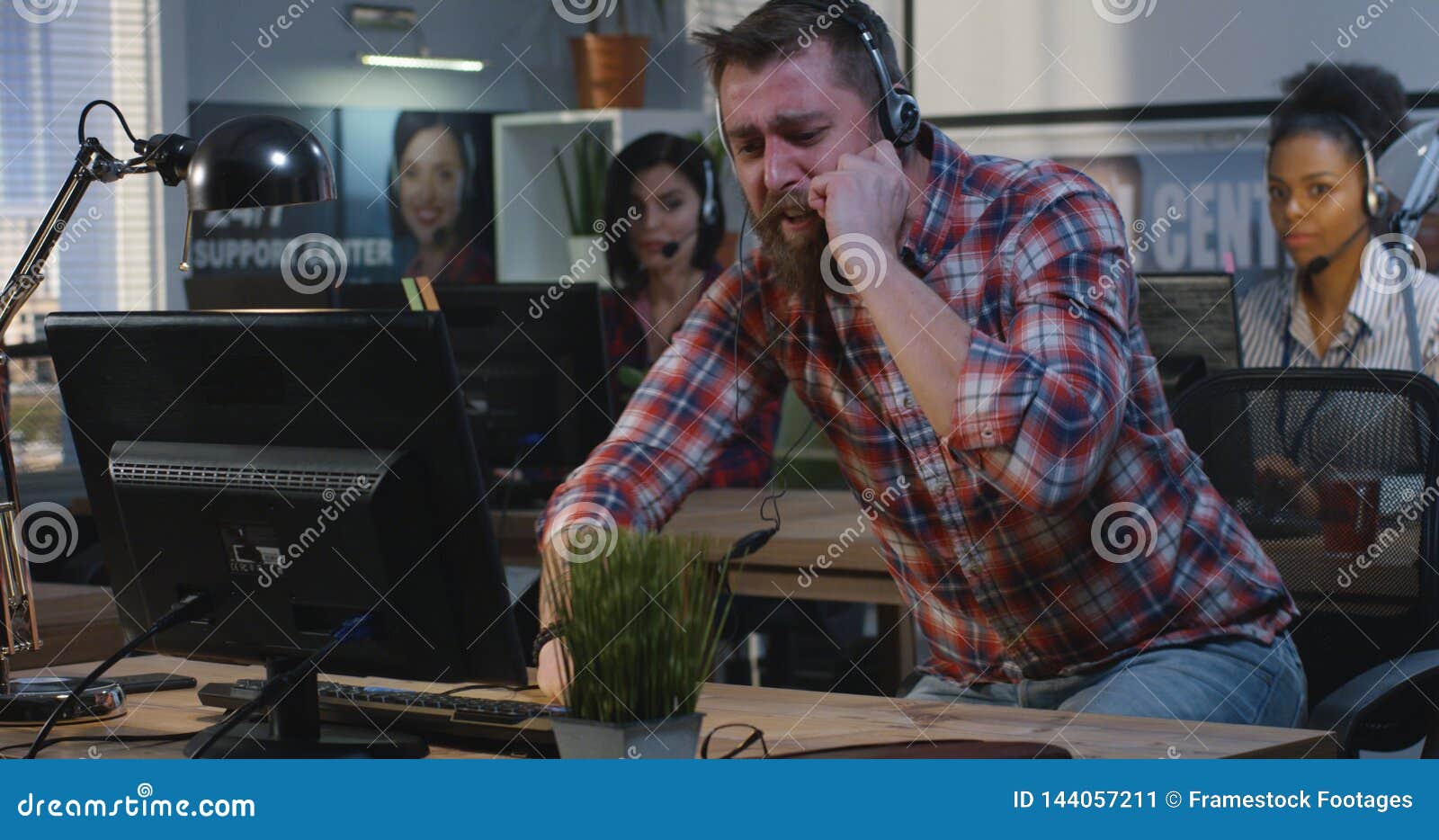 Man Shouting at a Call Center Stock Image - Image of negative ...