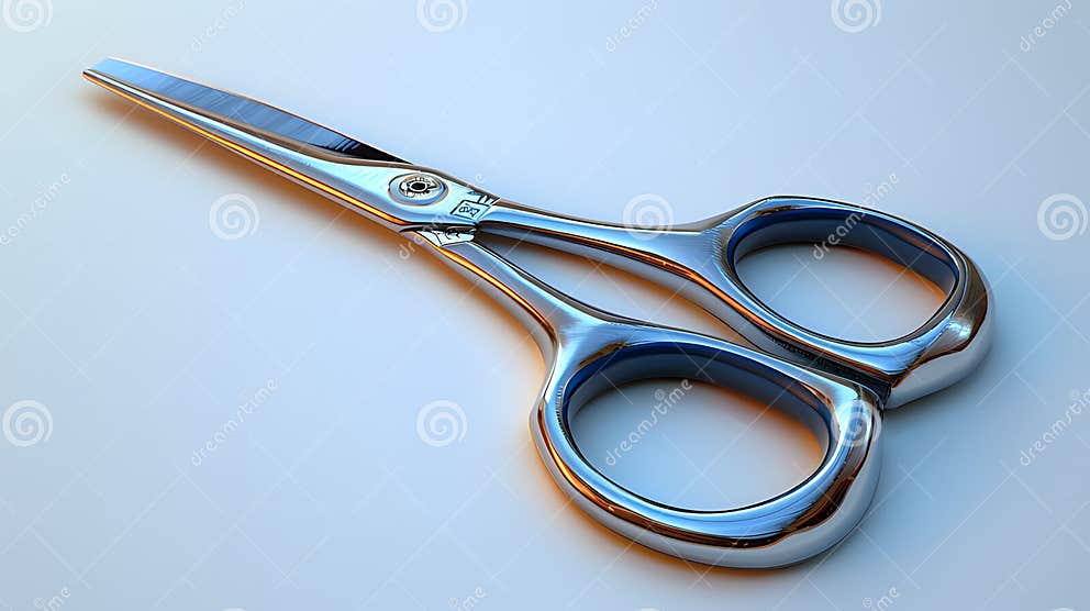Medium Shot of Metallic Scissors with Black Handles Stock Illustration ...