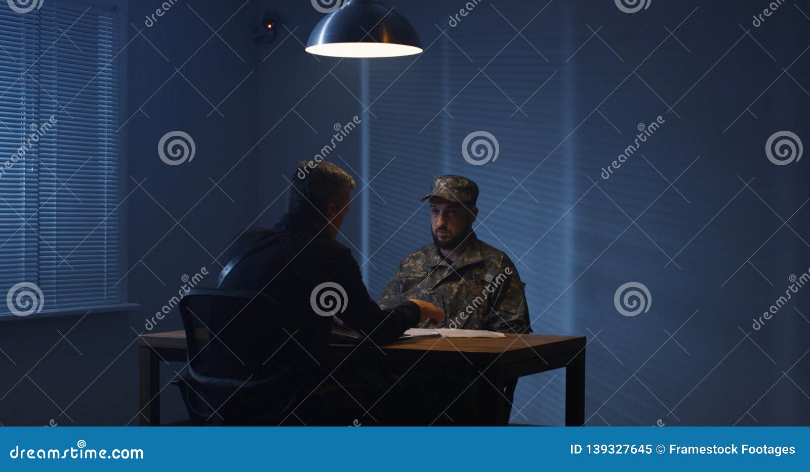 Policeman Interrogating a Soldier Stock Image - Image of detained ...