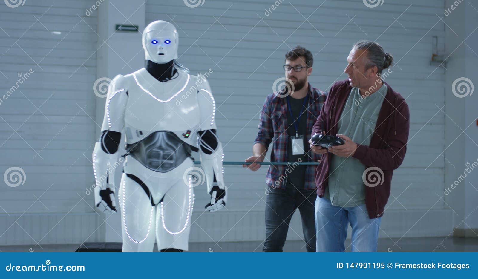 Scientists Testing Robots Stability Stock Video - Video of shoving ...