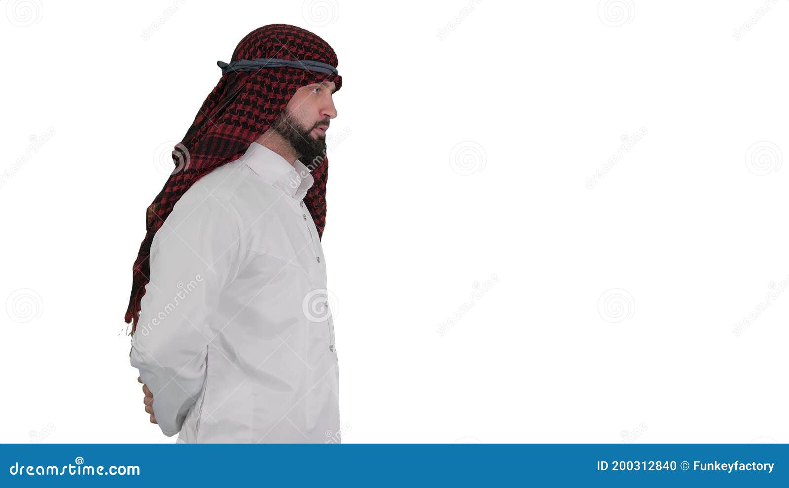 Sheikh Standing and Telling a Story on White Background. Stock Footage ...