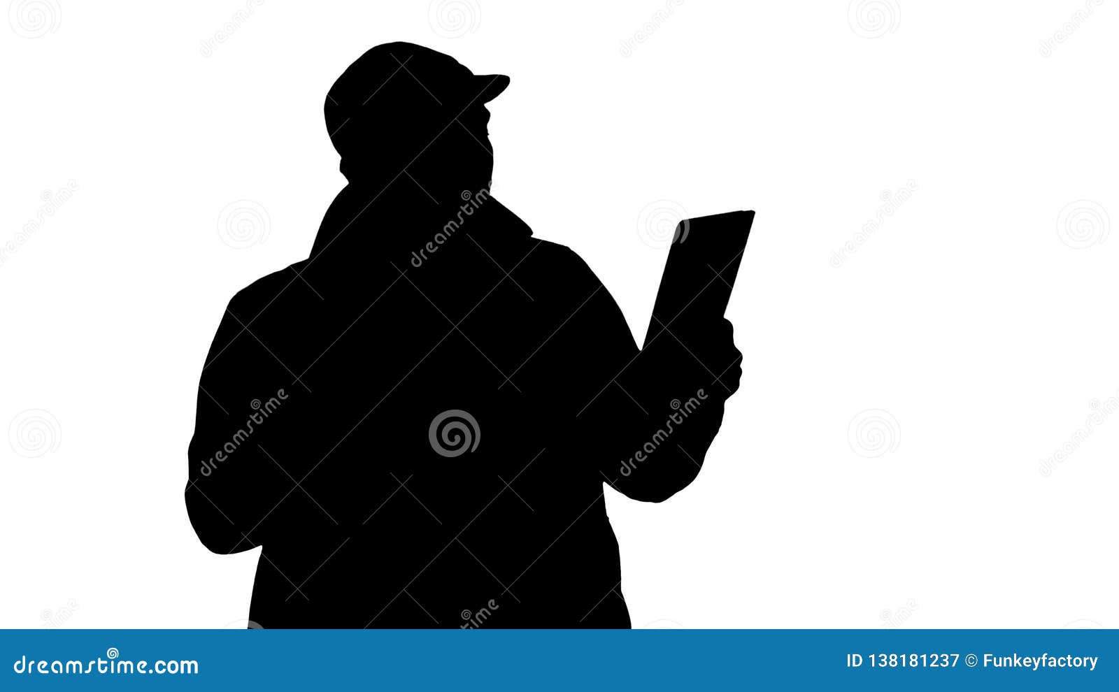 Silhouette Young Businessman Using Digital Tablet Making Video Call ...