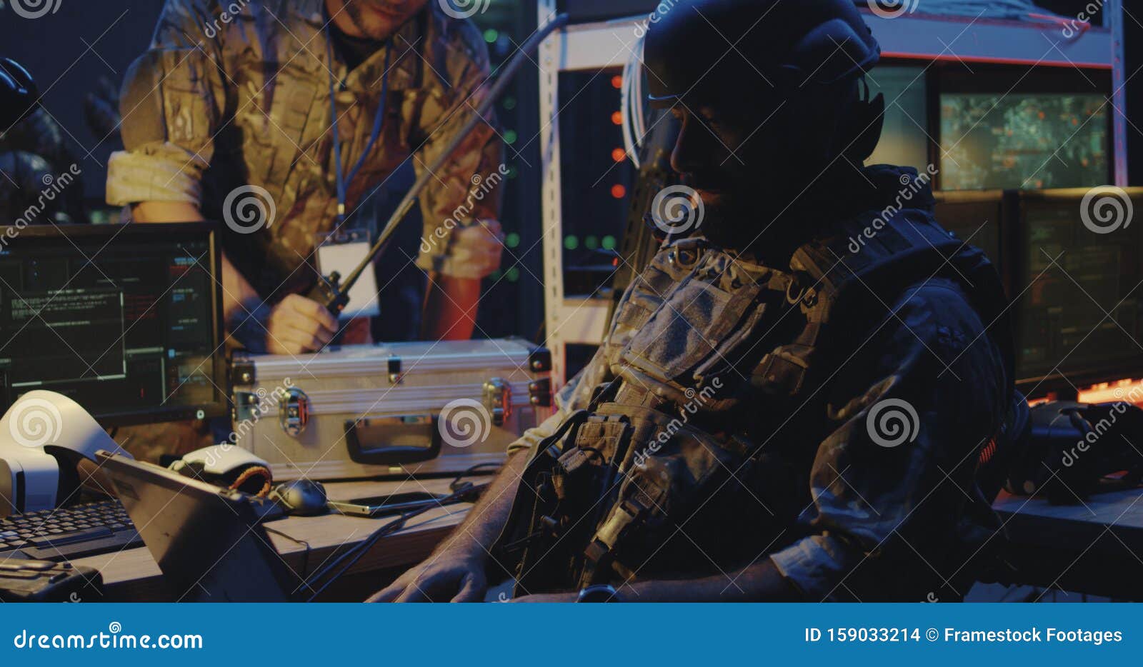 Soldier Working on a Laptop Stock Photo - Image of specialist, desk ...