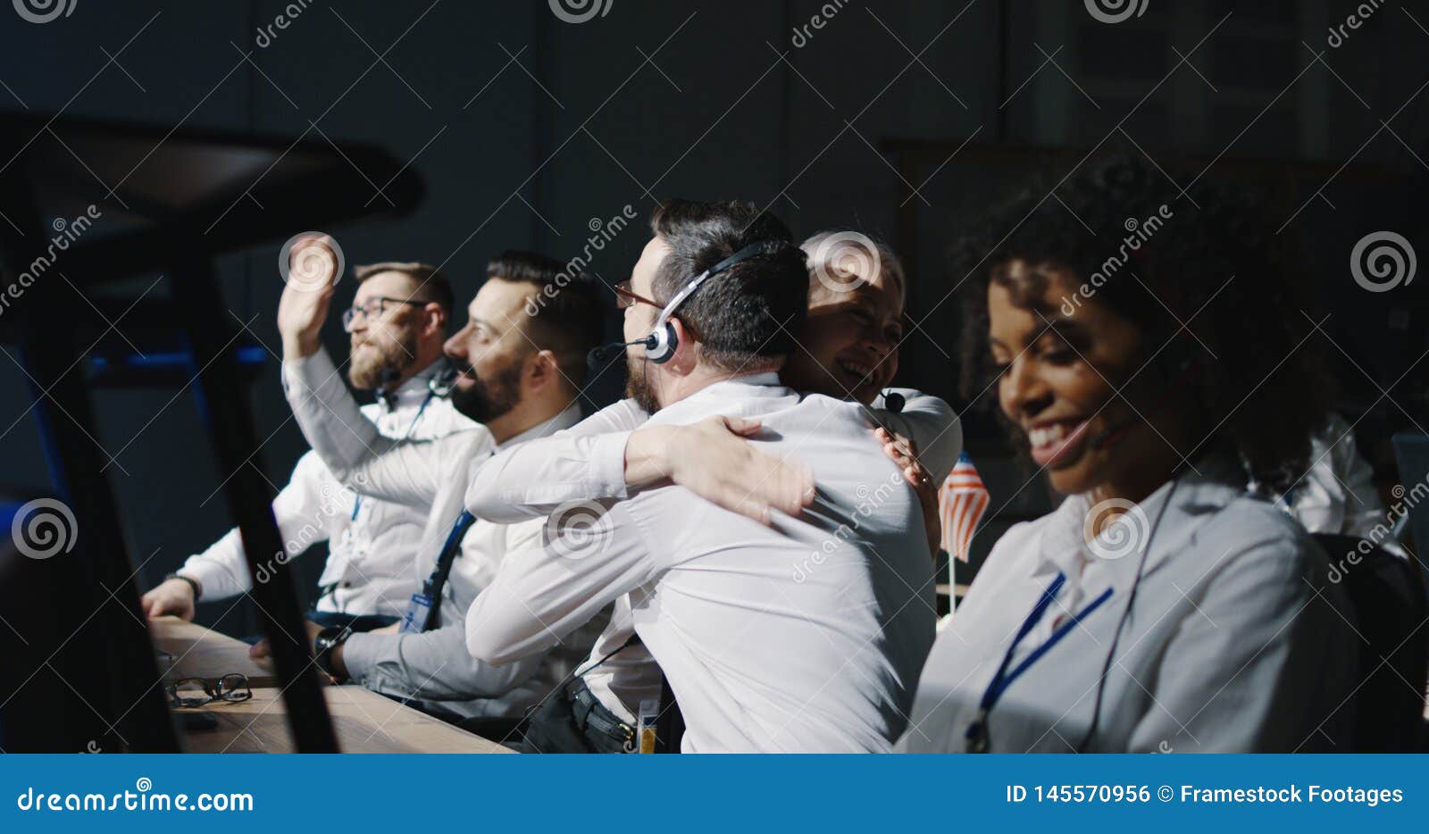 Cheerful Technicians Celebrating Stock Photo - Image of professional ...