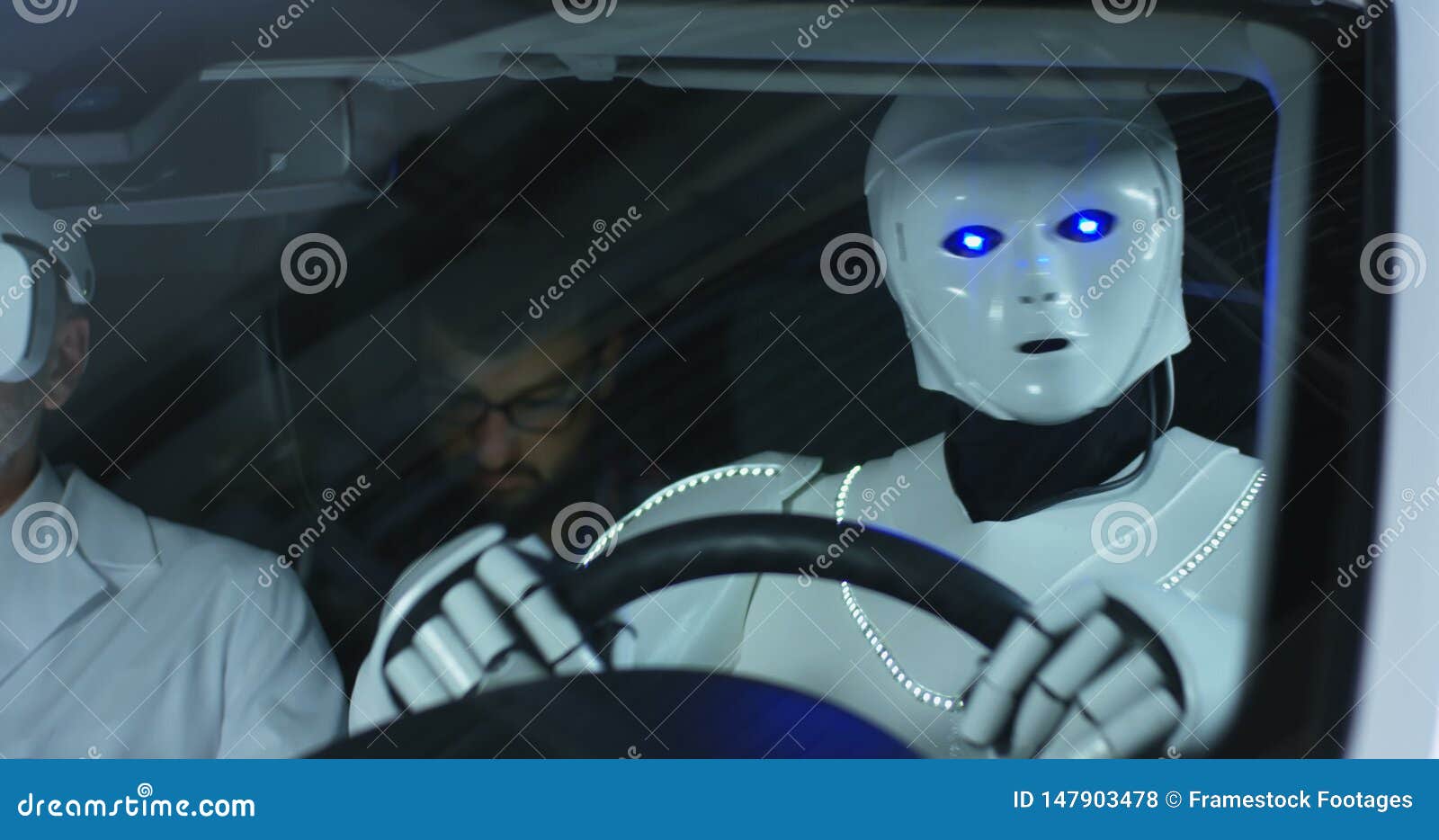 Scientists Testing a Car Driving Robot Stock Footage - Video of ...