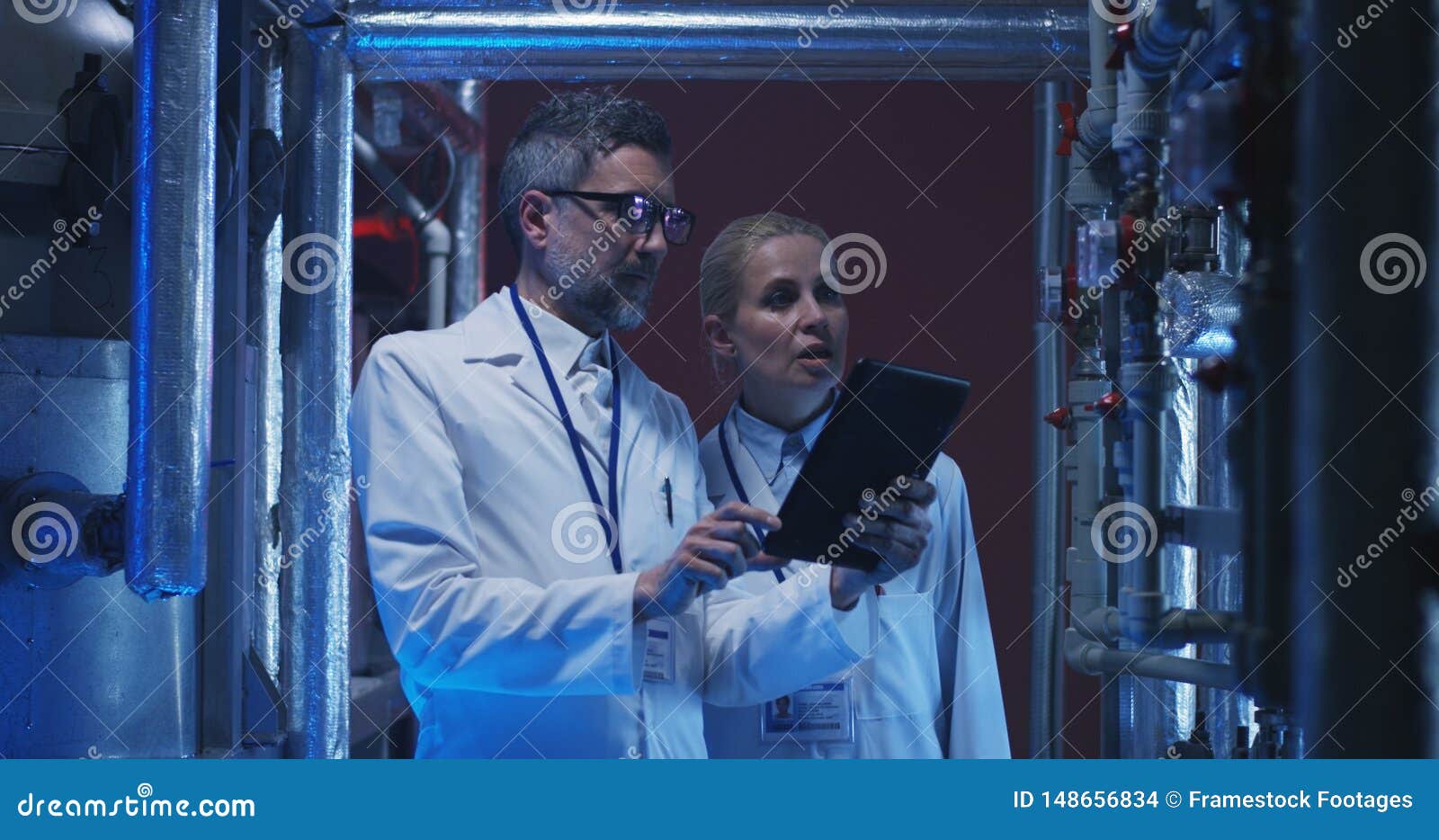 Scientists Checking Pressure Gauge Stock Photo - Image of working ...