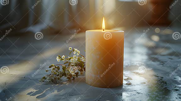 Medium Shot of Unlit White Cylindrical Candle Stock Illustration ...