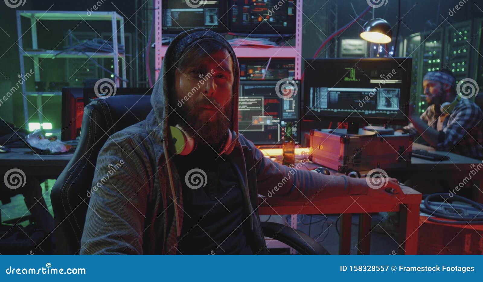 Hacker Smoking and Drinking Beer Stock Video - Video of digital ...