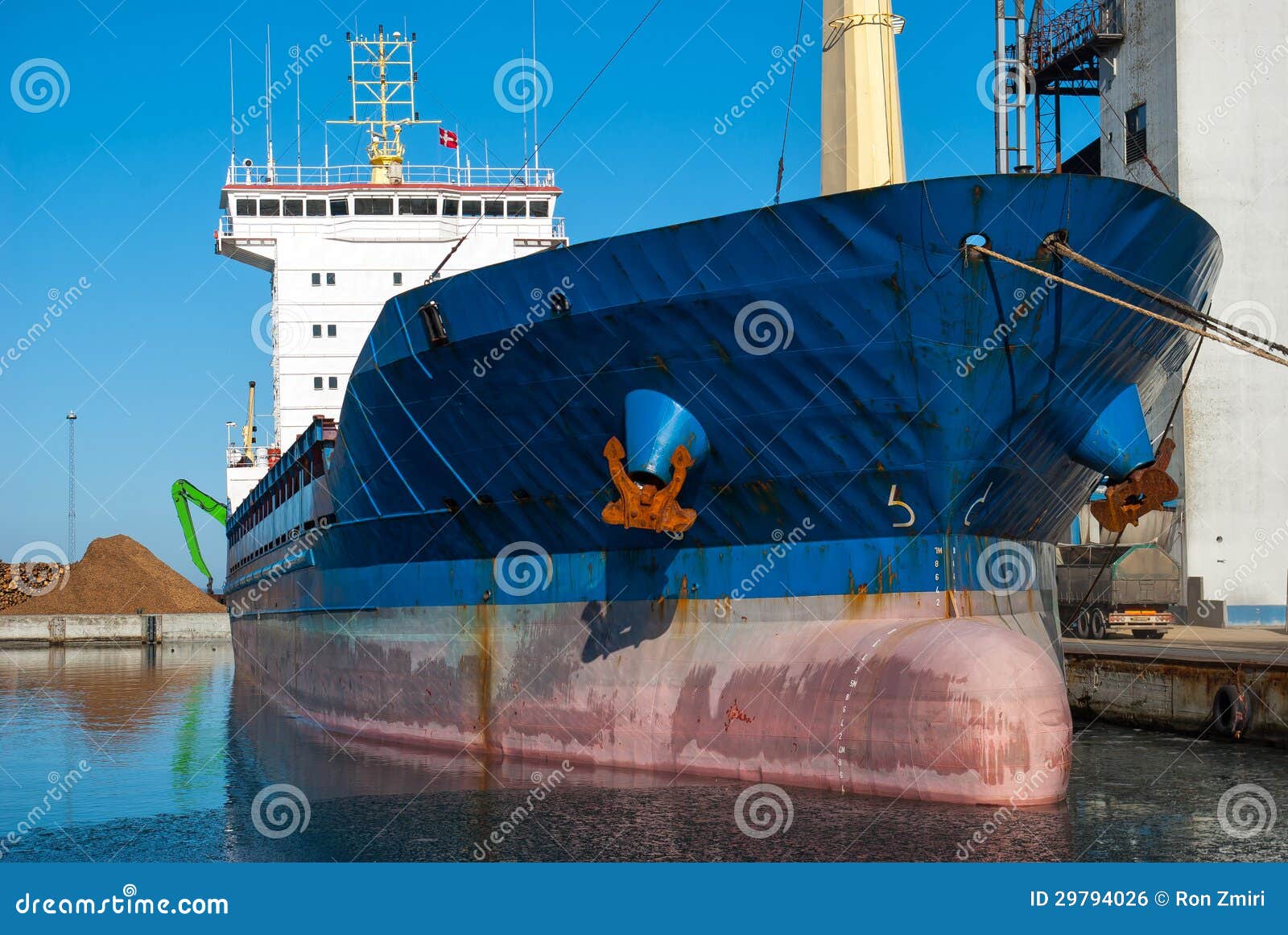 Cargo Container Ship in the Harbor Stock Photo - Image of nautical ...