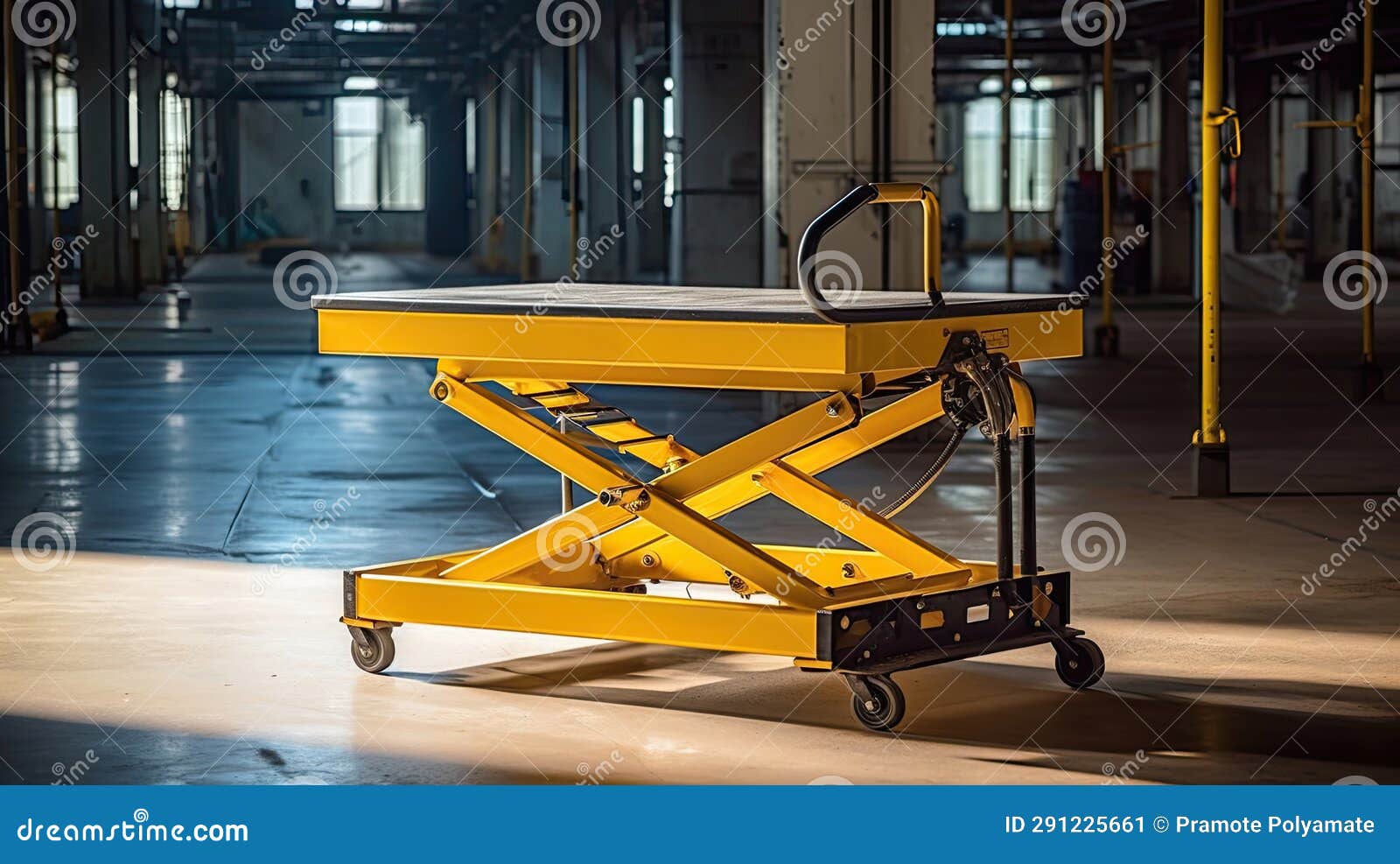 A Medium Sized Hydraulic Lift Table Being Used in a Warehouse ...