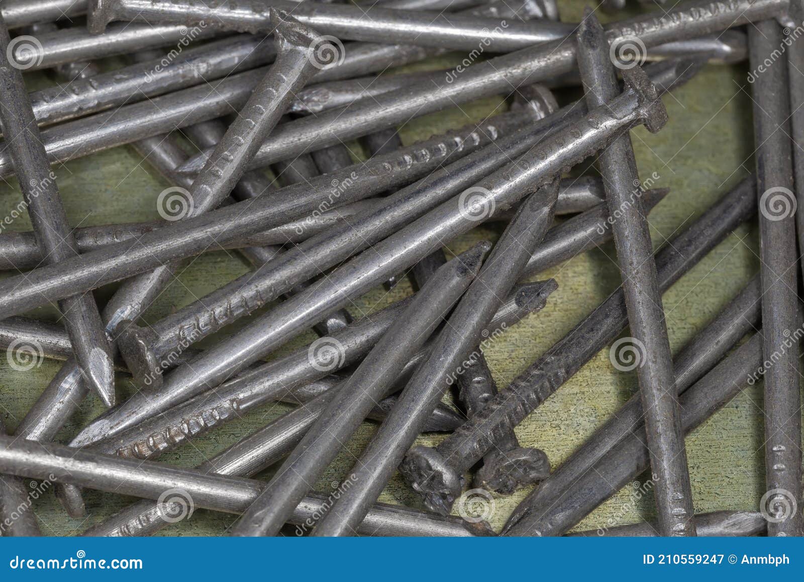 Medium Sized Nails, Top View Close-up Stock Image - Image of ...