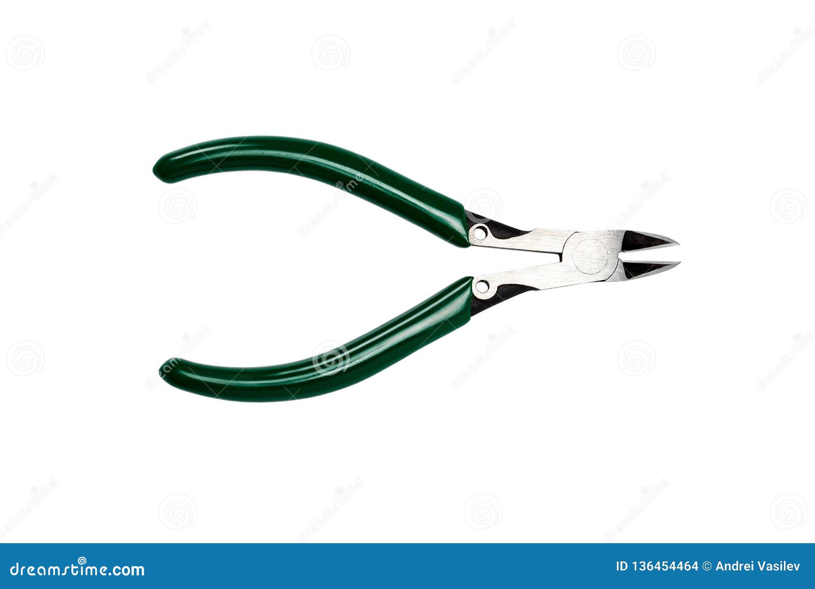 Medium-sized Side Cutters with Green Isolated Handles on White ...