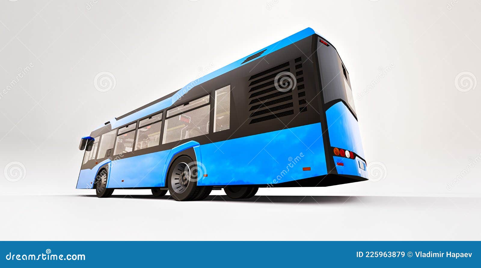 Mediun Urban Blue Bus on a White Isolated Background. 3d Rendering ...