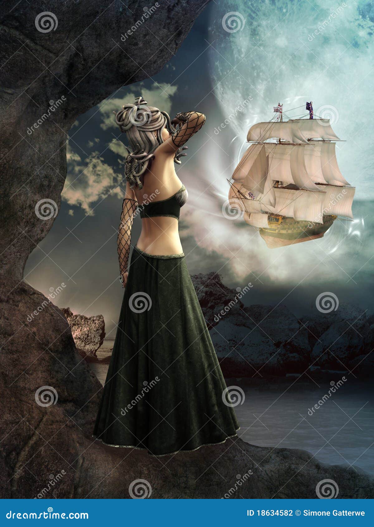 Medusa 1 stock illustration. Illustration of gods, captain - 18634582