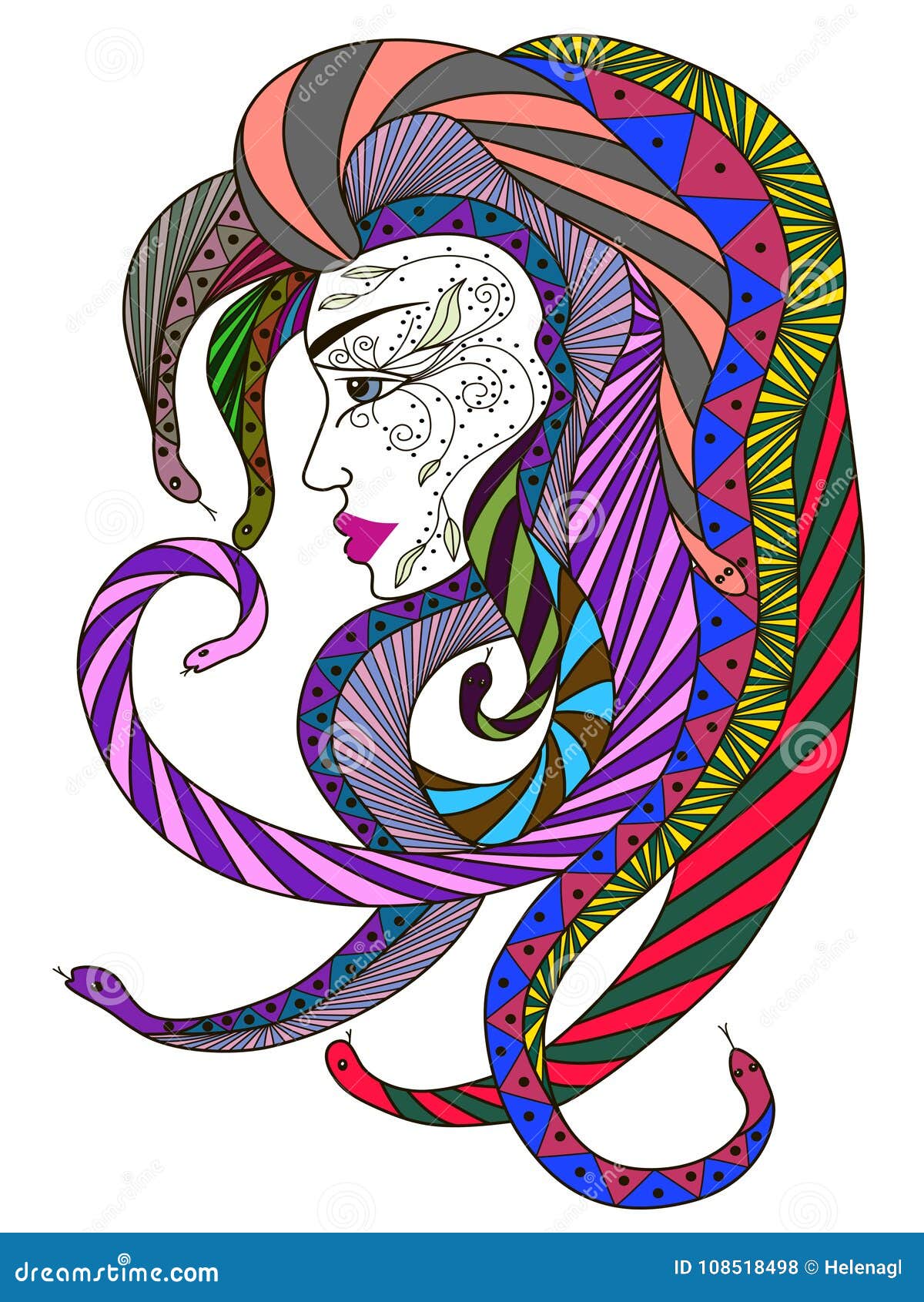 Medusa head. stock vector. Illustration of decoration - 108518498