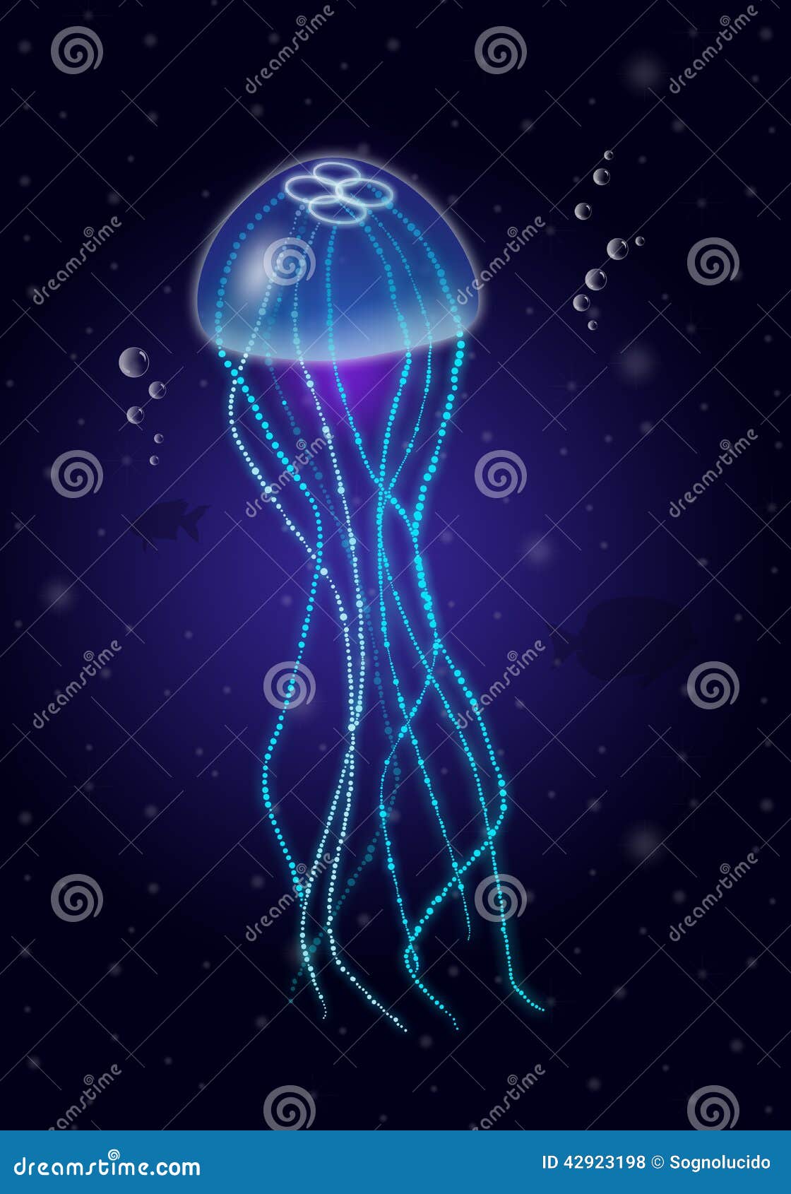 Medusa no azul ilustração stock. Ilustração de azul, celenterados ...