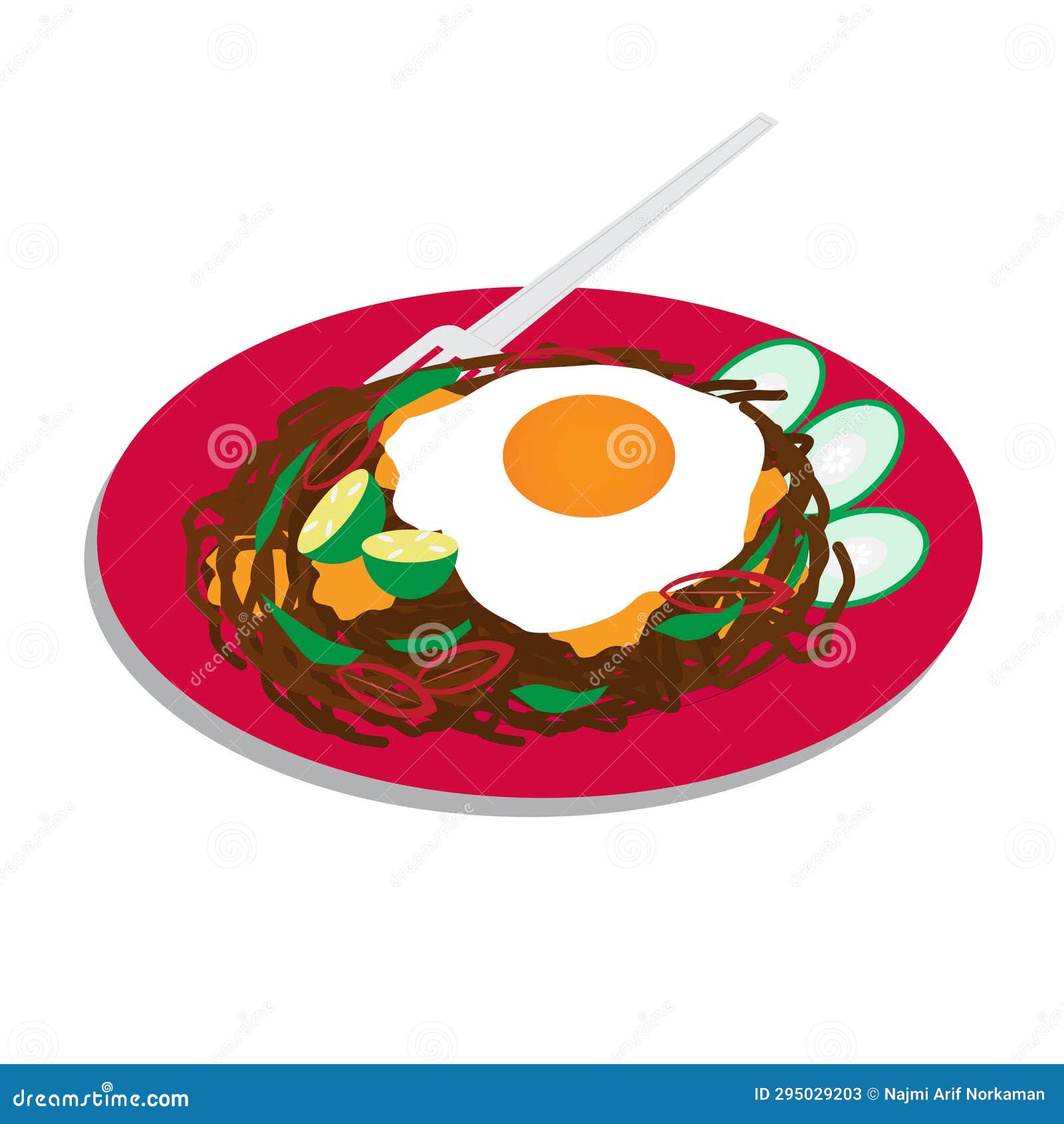 Mee Goreng Mamak stock vector. Illustration of chicken - 295029203