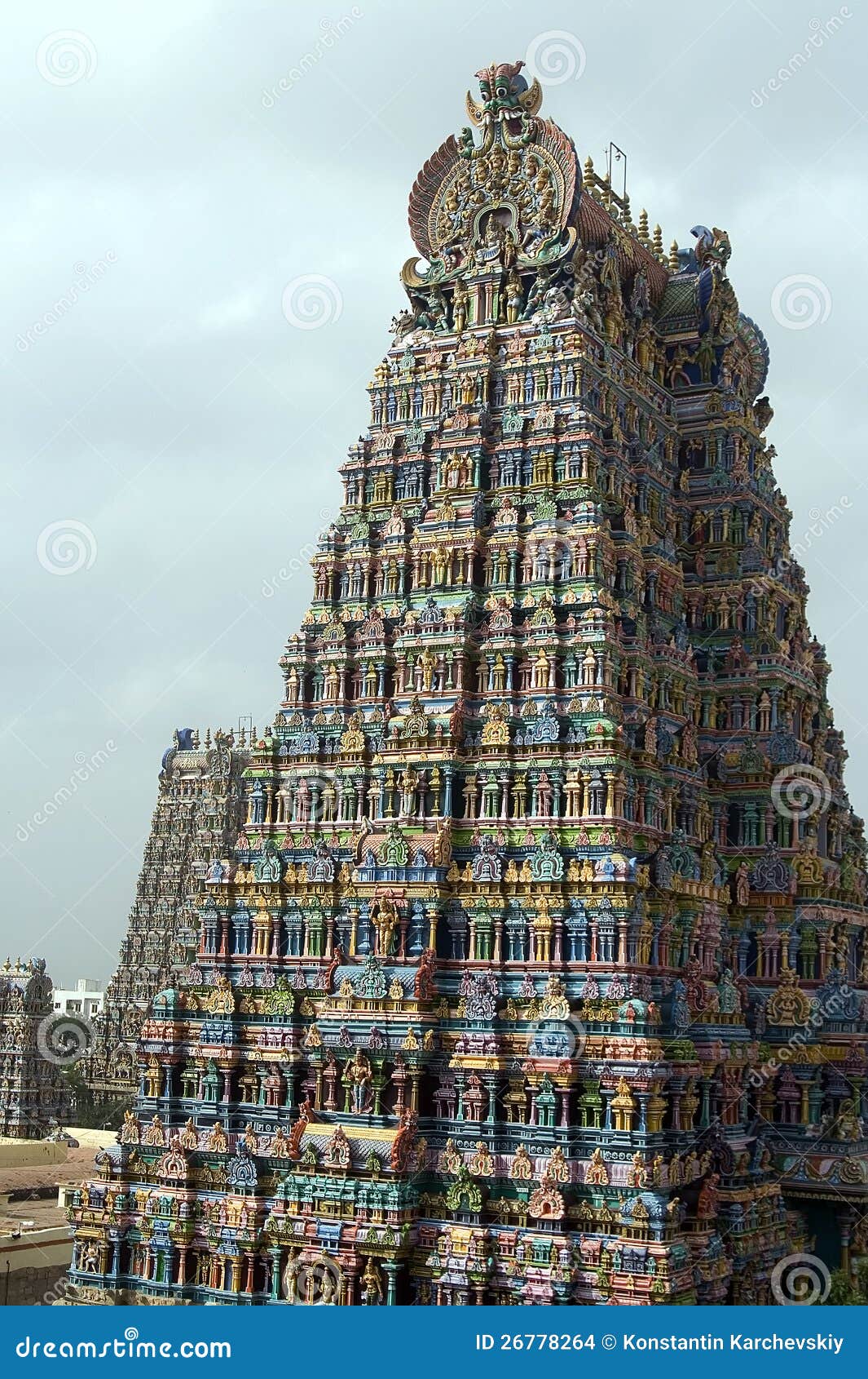 Meenakshi Tempel Madurai Indien Stockfoto - Bild von religion, denkmal ...