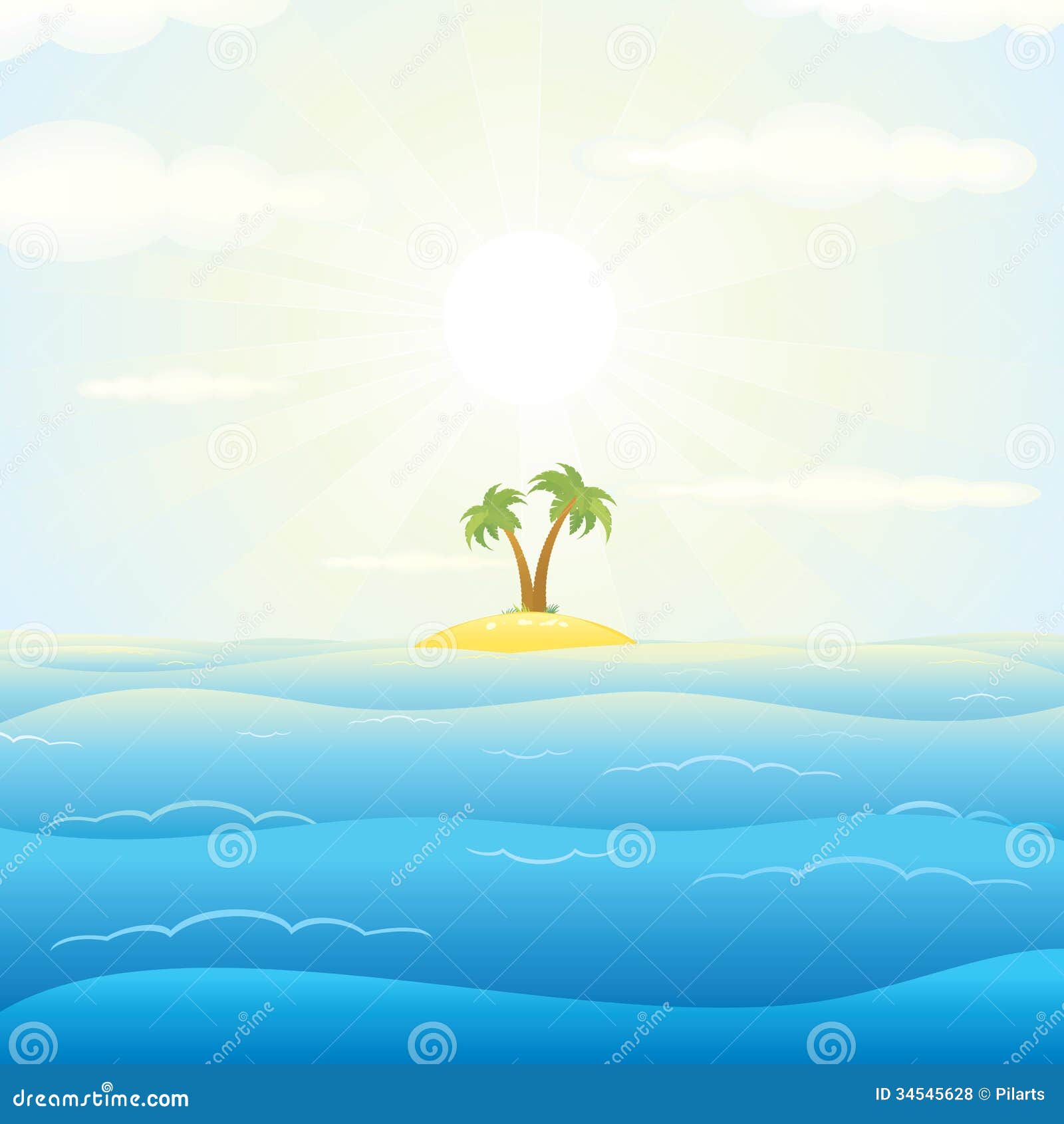 Meerblick-withTropical Insel. Vektor-Illustration Vektor Abbildung ...